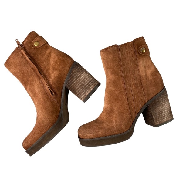 Zodiac | Shoes | Zodiac Phoenix Tobacco Brown Suede Block Heel Ankle ...